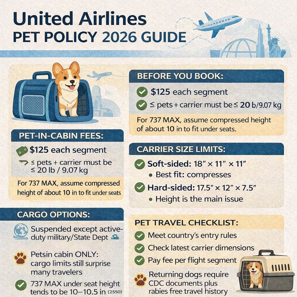United Airlines Pet Policy 2026: Fees, Carrier Sizes, and Cargo