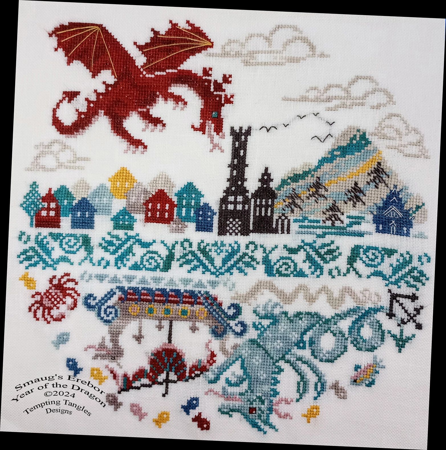 Smaug, the Flaming Red Dragon, is flying away!