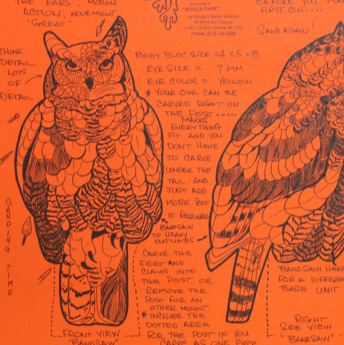 1/3 Size Perching Great Horned Owl Pattern 75-420