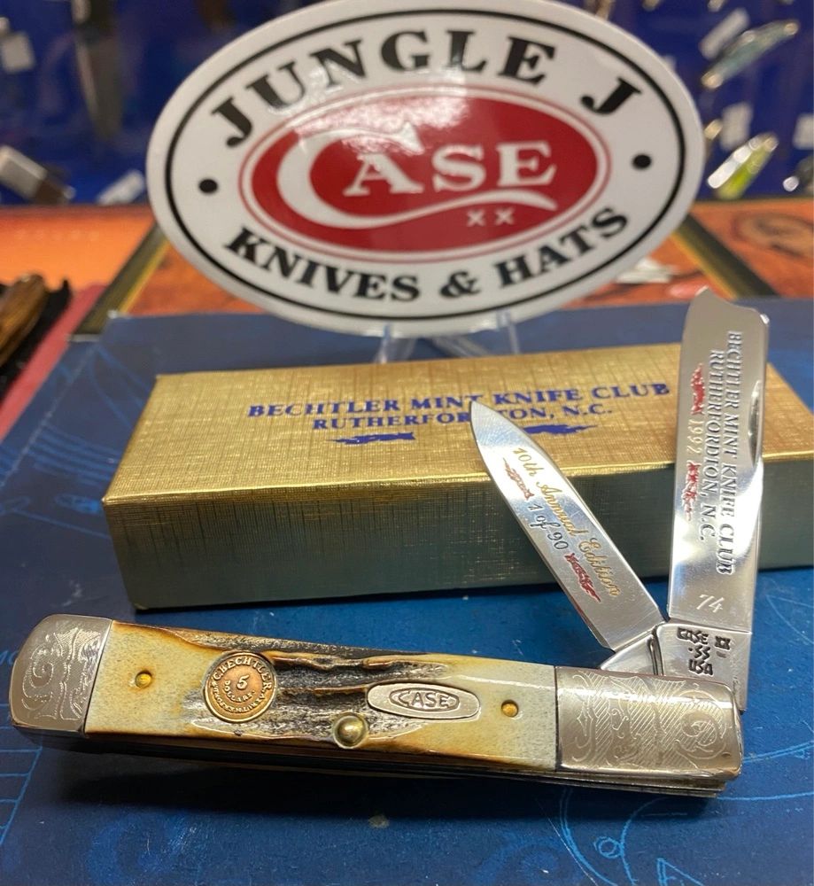 Case Stag Razor Knife (52005) Bechtler Mint Knife Club Scrolled Bolters ...
