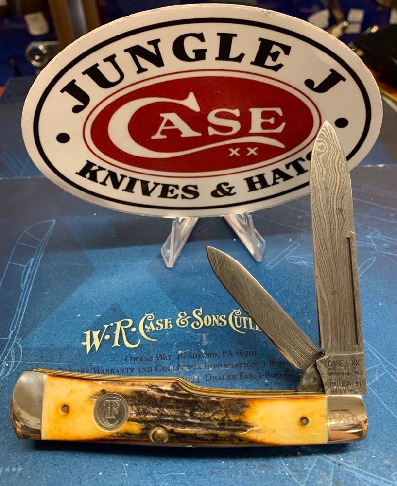 Case Damascus Stag Gunstock Knife #094 1991 Pattern # 5230 DAM