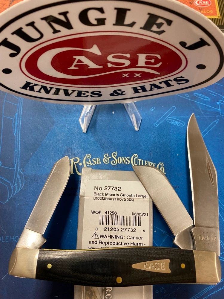 Case Large Stockman Knife (10375 SS) Black Micarta Item No. 27732 Year 2021
