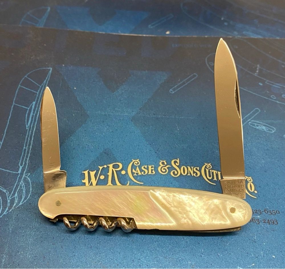 Mother of Pearl Pen Knife Bonsa Rostfrei Solingen with Filework and ...