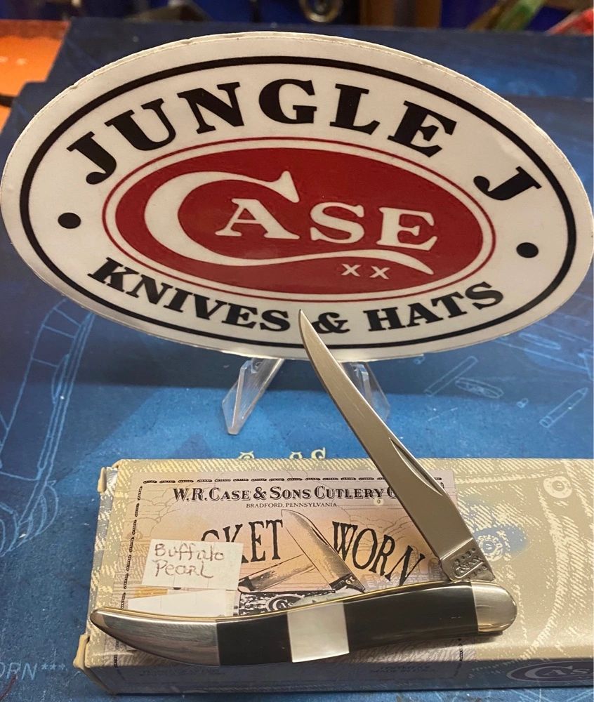 Case Exotic Tiny Toothpick Knife Mother of Pearl and Buffalo Horn Custom