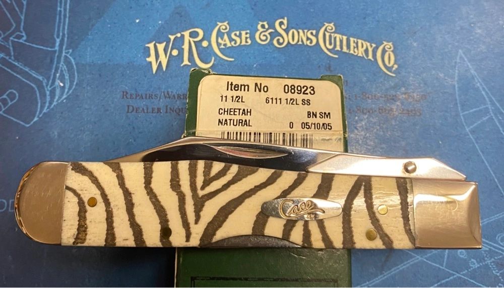 Case Cheetah Zebra Natural Bone Knife 2005 item number 08923 pattern ...