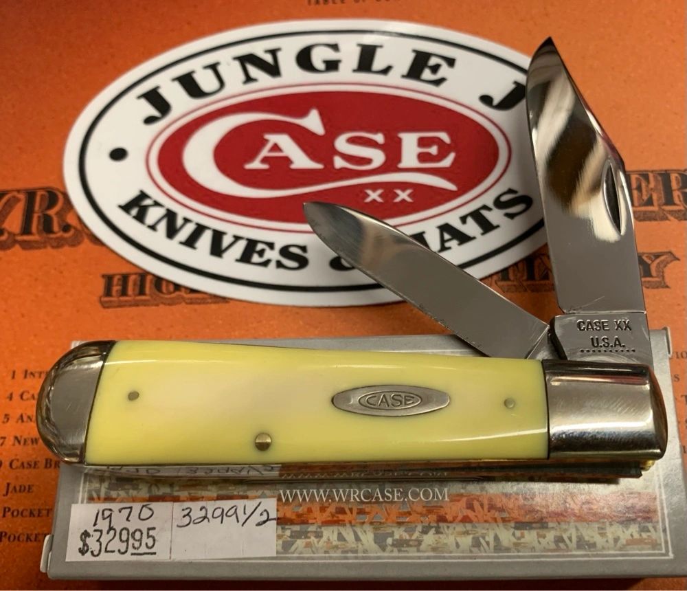 Case 1970 Railsplitter 3299 1/2 smooth yellow handle knife