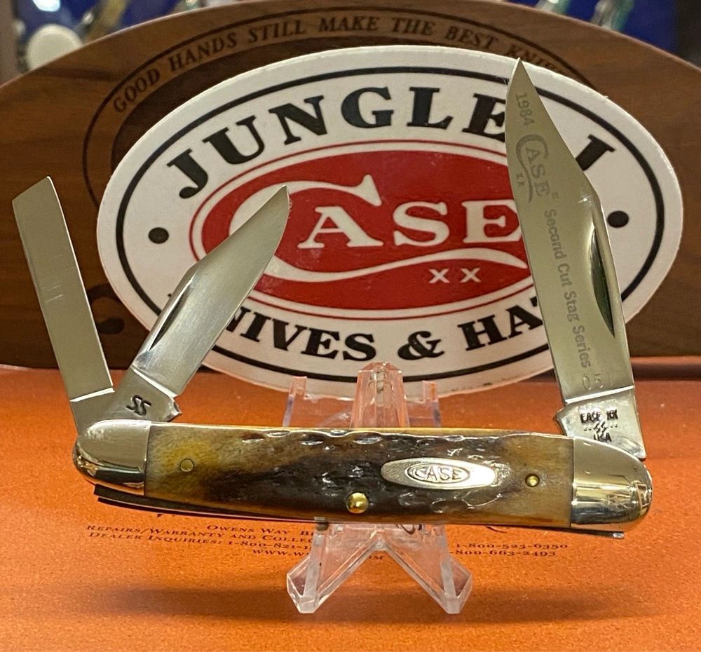 Case Second Cut Stag Carpenters / Split Back Whittler Knife (5380 SS ...