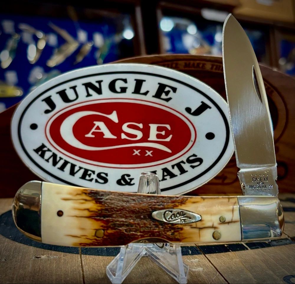 Case Mammoth Bark Ivory Custom Tribal Lock Knife - with File Work Year 2020