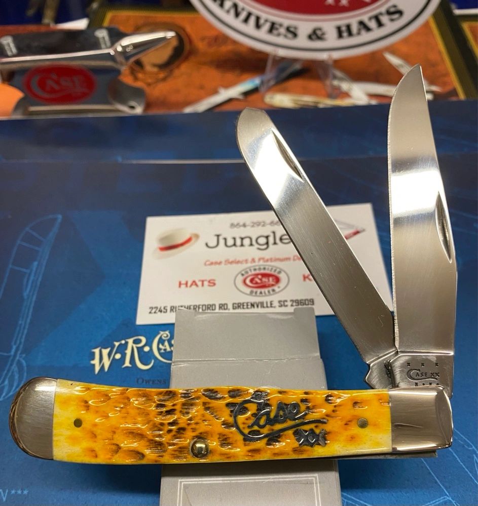 Case Silver Script “Case XX” Trapper Knife (6254 SS) Golden Rod Bone ...