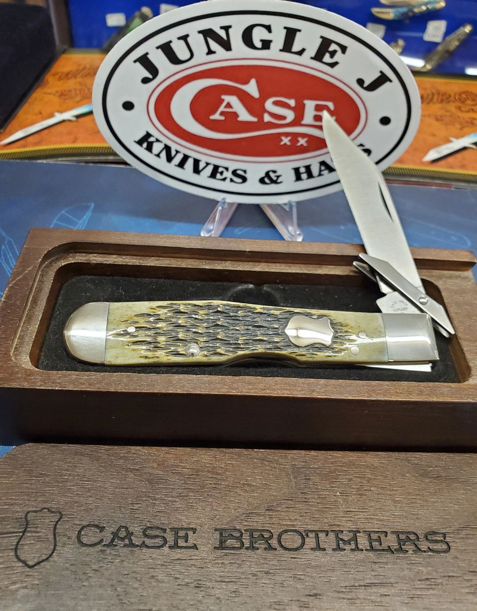 Case Cheetah Knife (6111 1/2L ATS - 34) Olive Green Bone ATS Steel Item ...
