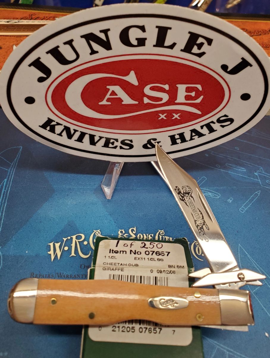 Case Exotic Cheetah Cub Knife (EX11 1/2L SS) Giraffe Bone - 1 of 250 ...