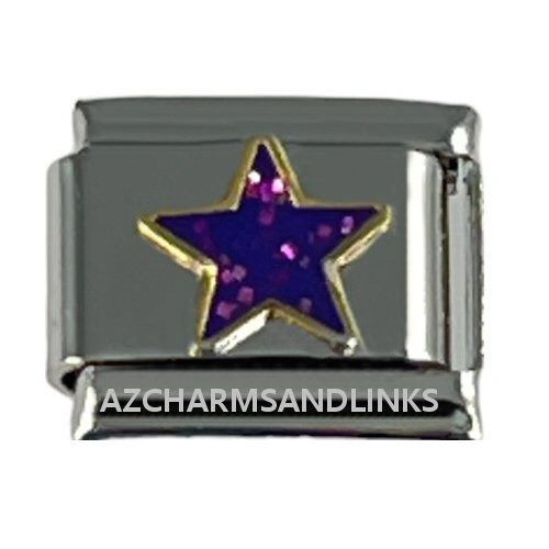 Purple Sparkly Star Italian Charm Link