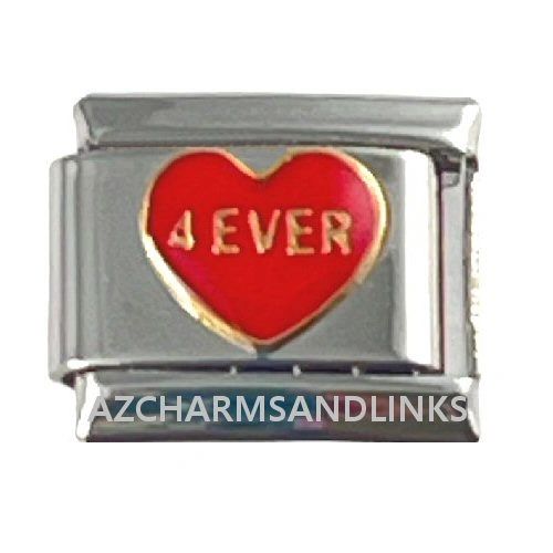 Red Heart 4 Ever Italian Charm Link