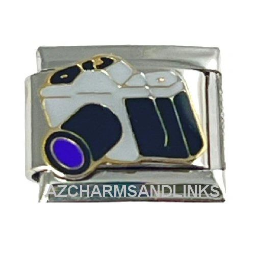 Black Camera Italian Charm Link