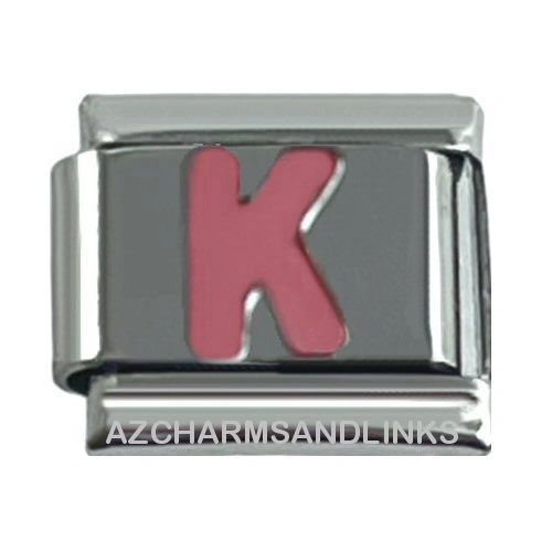 Pink Letter K Italian Charm link