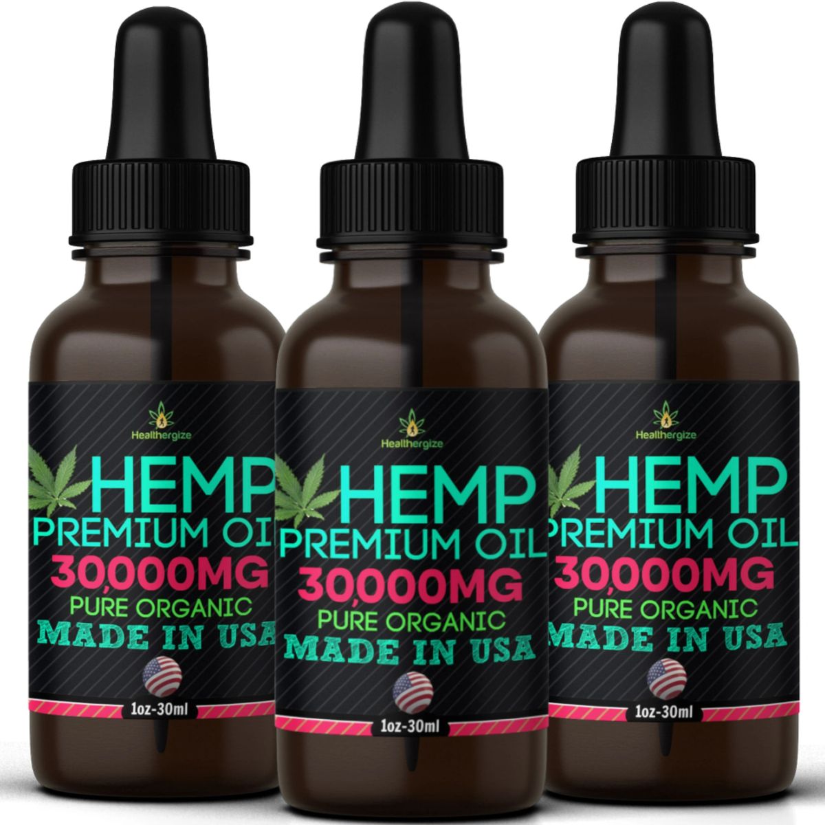 3Pack-Premium Hemp Oil-Oure Organic-Unrefined 100% Natural Full Flavor
