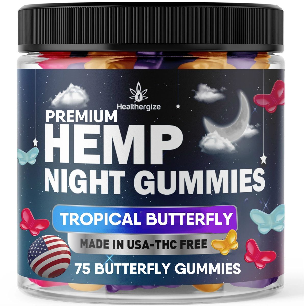 Healthergize Hemp Gummies Night-Time, High Potency Sleep Gummies, Peace ...