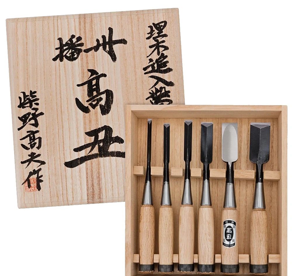 Japanese Dovetail Chisel Set Shibano Umeki Nomi - 6 piece set
