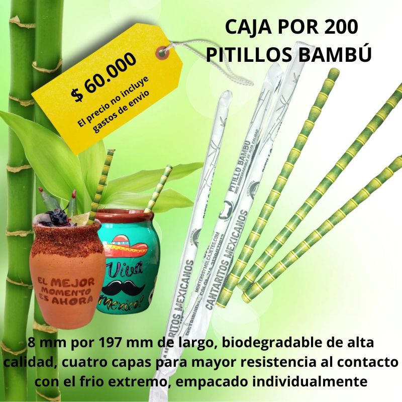 Pitillo bambú caja por 200 unidades