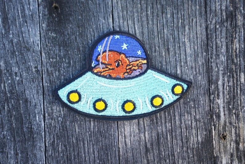 3” Octopus UFO Pilot Iron On Patch