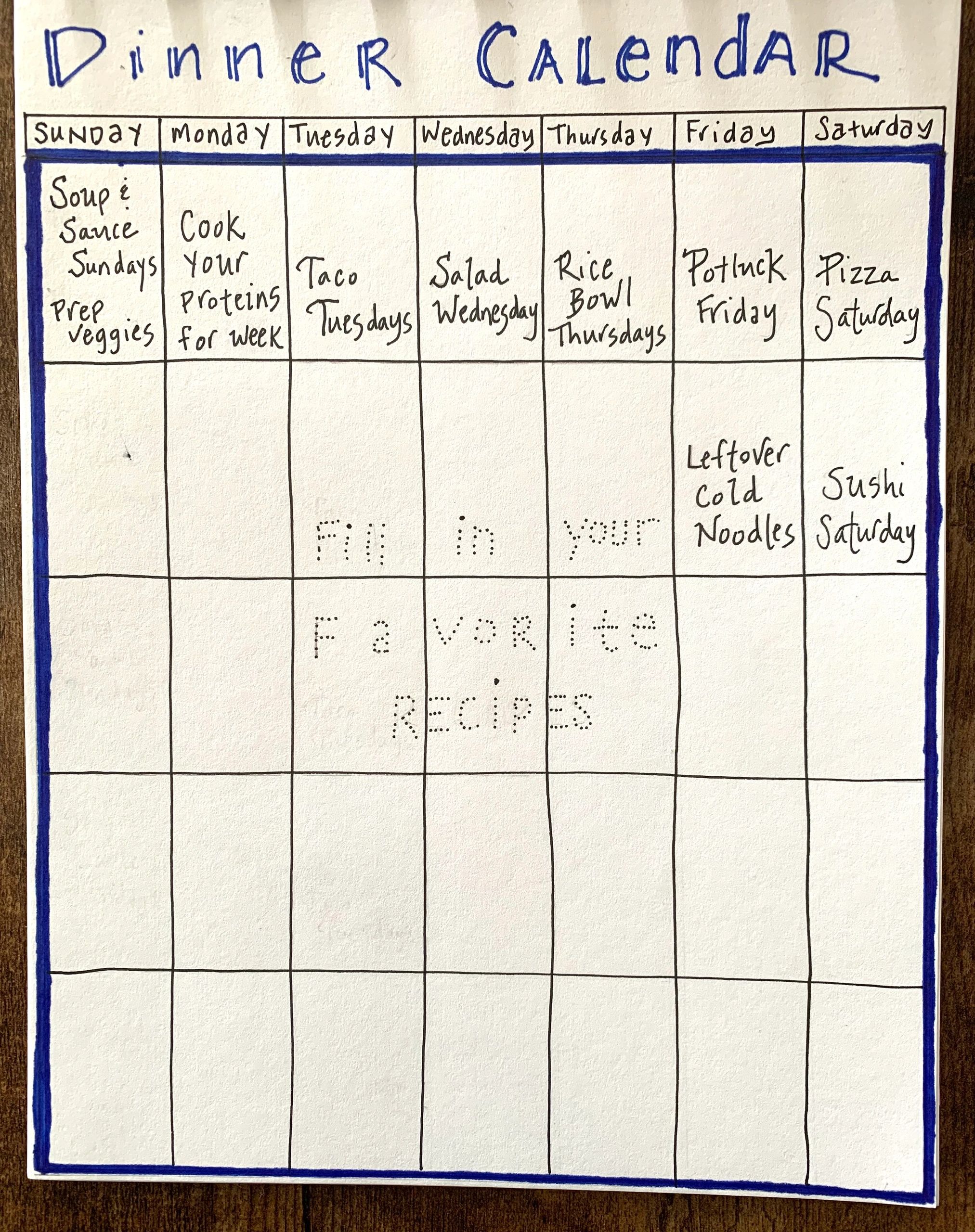 KITCHEN ART DIY PROJECT: Make-Your-Own Dinner Calendar