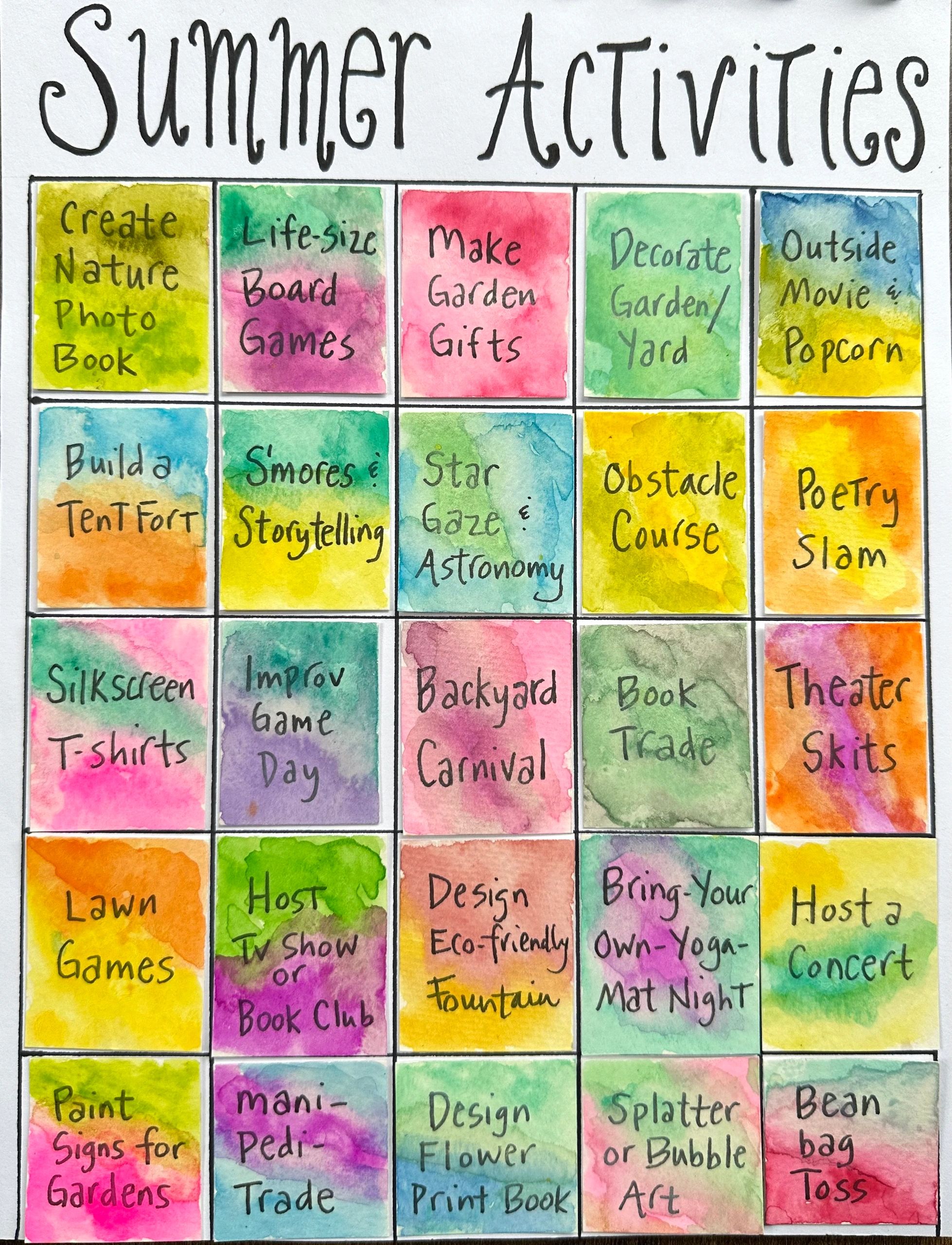 PROJECT: Summer Activity Plan - Monthly Schedule Template
