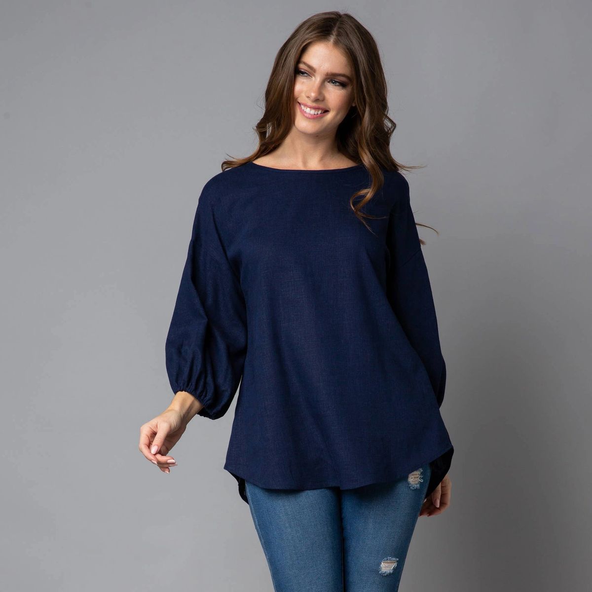 Navy A Line Top