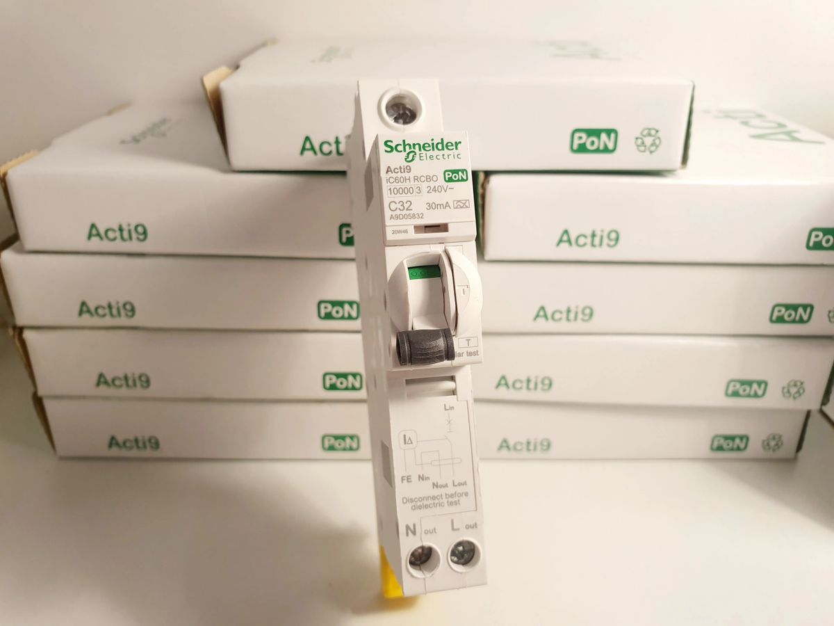 SCHNEIDER PON Acti9, iC60H 30mA RCBO's, 10KA, types B & C, A TYPE RCBO'S