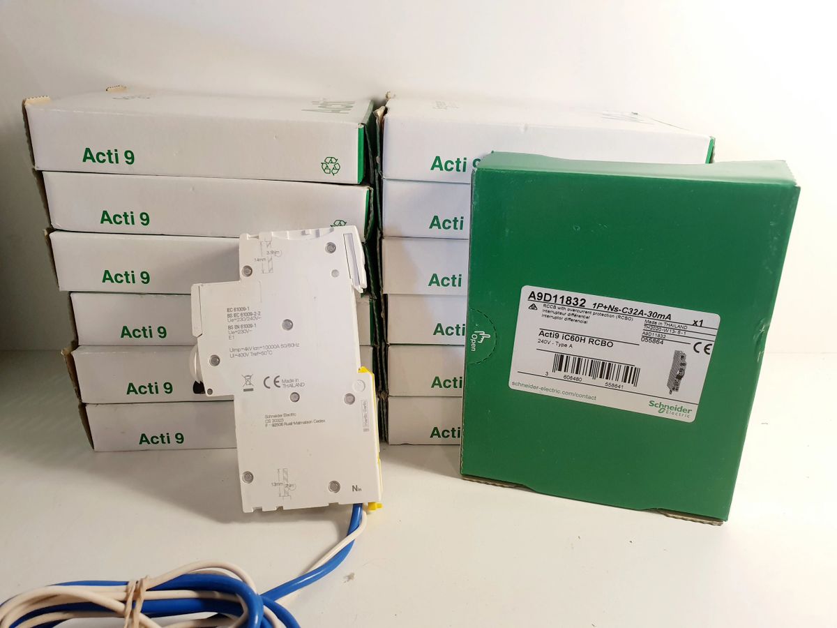 SCHNEIDER Acti9 iC60H, 30mA RCBO's, 10KA, types B & C, A TYPE RCBO'S