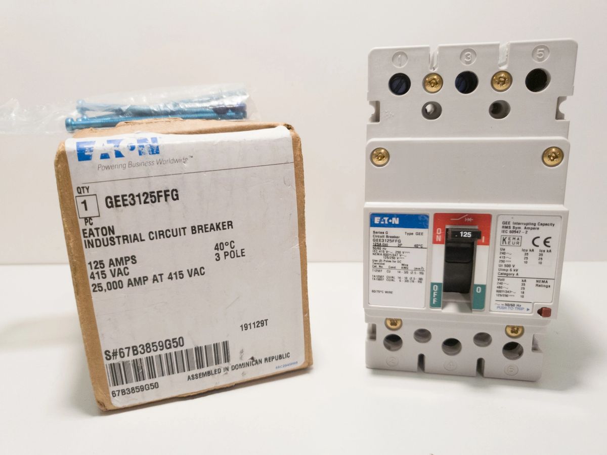 EATON Series G, GEE3125FFG 125A 3 pole mccb, circuit breaker, 25KA NEW