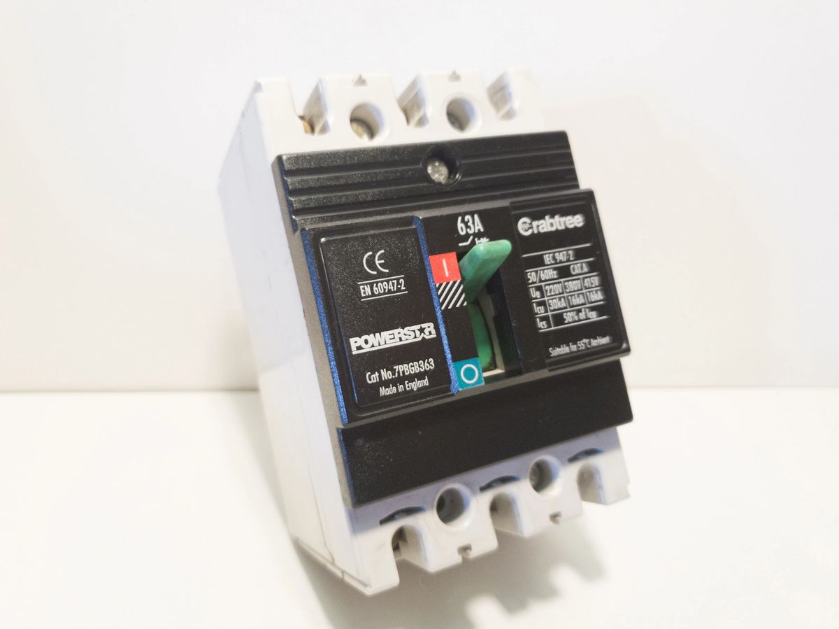 CRABTREE POWERSTAR 63a 3 pole mccb, 7PBGB363 G Frame 16KA used