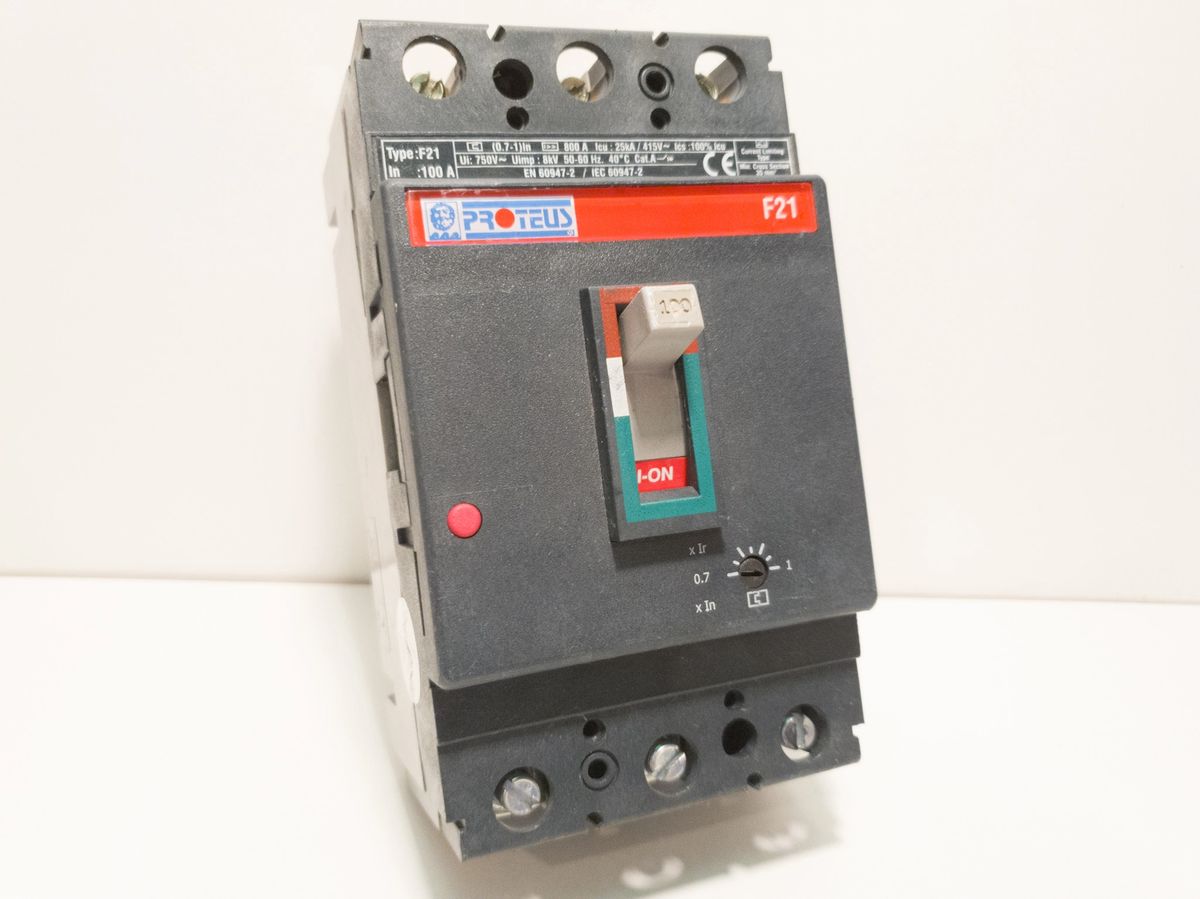 PROTEUS F21 100A adjustable 3 pole MCCB, circuit breaker, 100F21, 100a ...