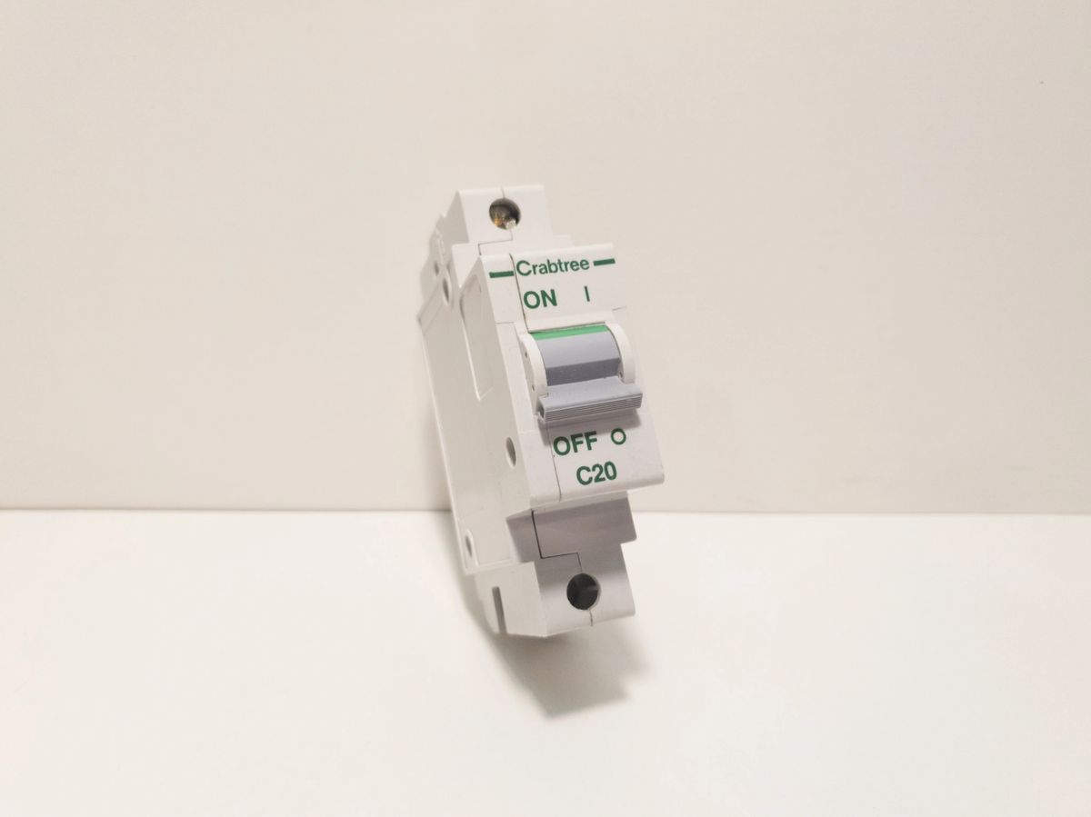 Crabtree Polestar 20a type C, sp mcb, circuit breaker, 60C/20 16KA