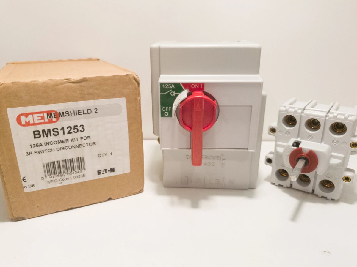 MEM, EATON Memshield 2, 125a 3 pole rotary main switch, isolator, BMS1253