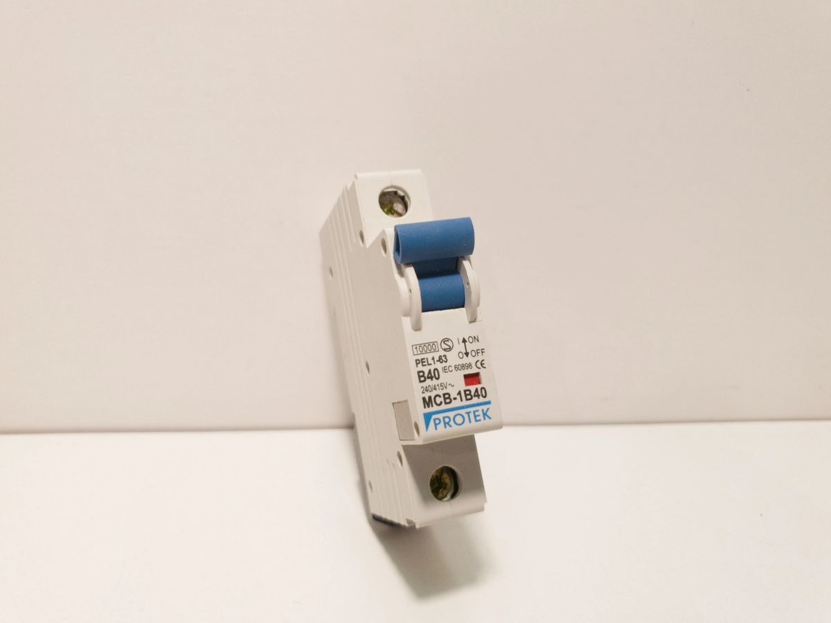 PROTEK PEL1-63 range, 40A sp type B mcb, circuit breaker MCB-1B40, 10KA