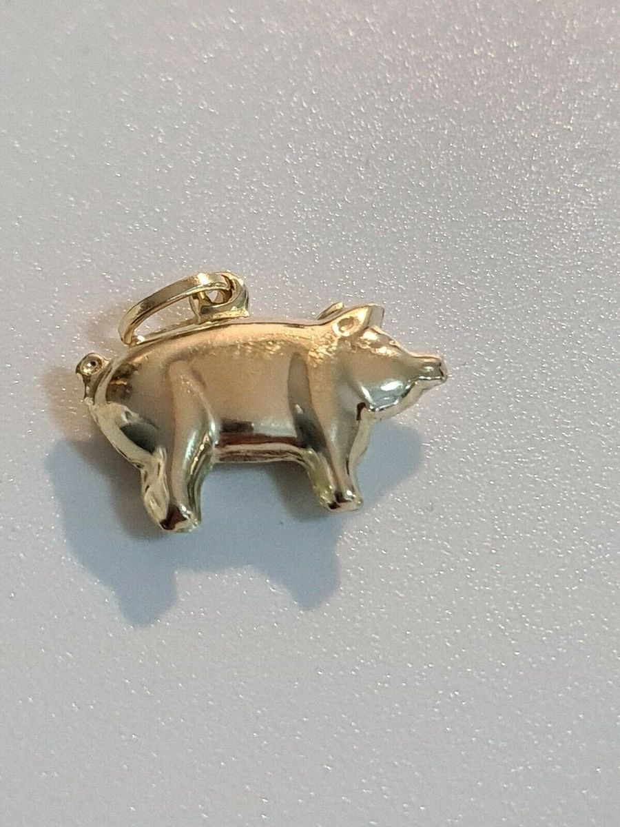 9ct Yellow Gold 16mm X 18mm Pig Pendant