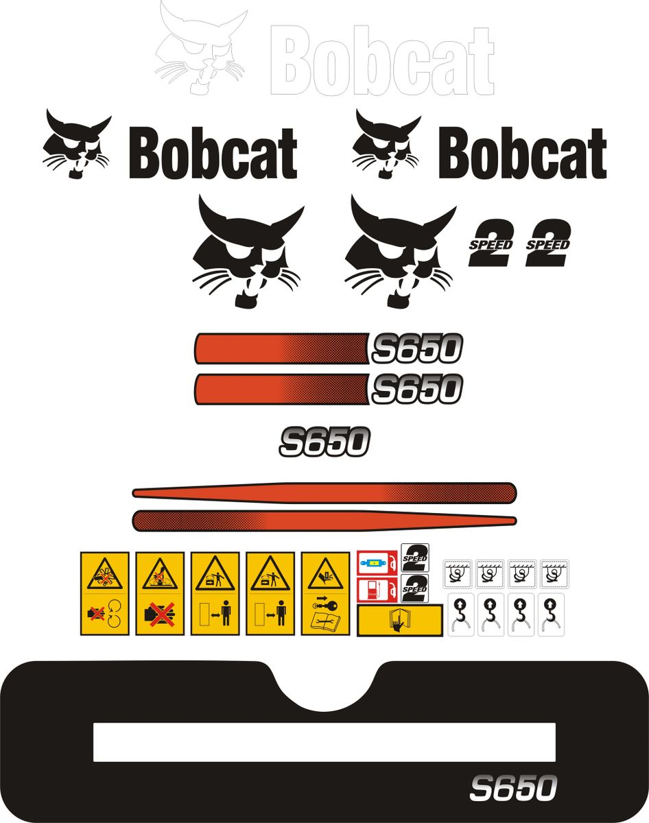 Bobcat S650 skid loader Decal Set.