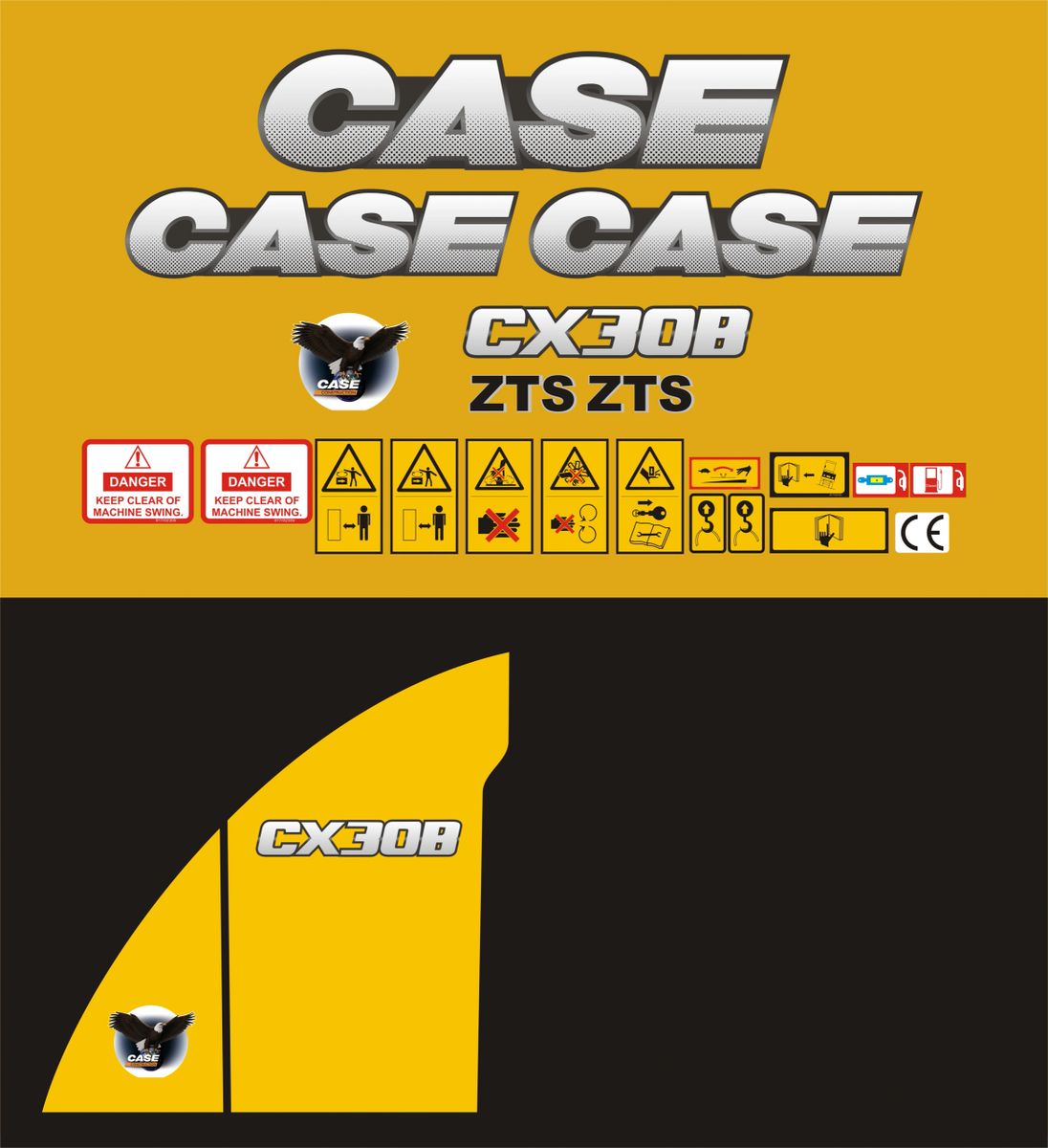 Case CX30B ZTS Mini Digger Decal Kit
