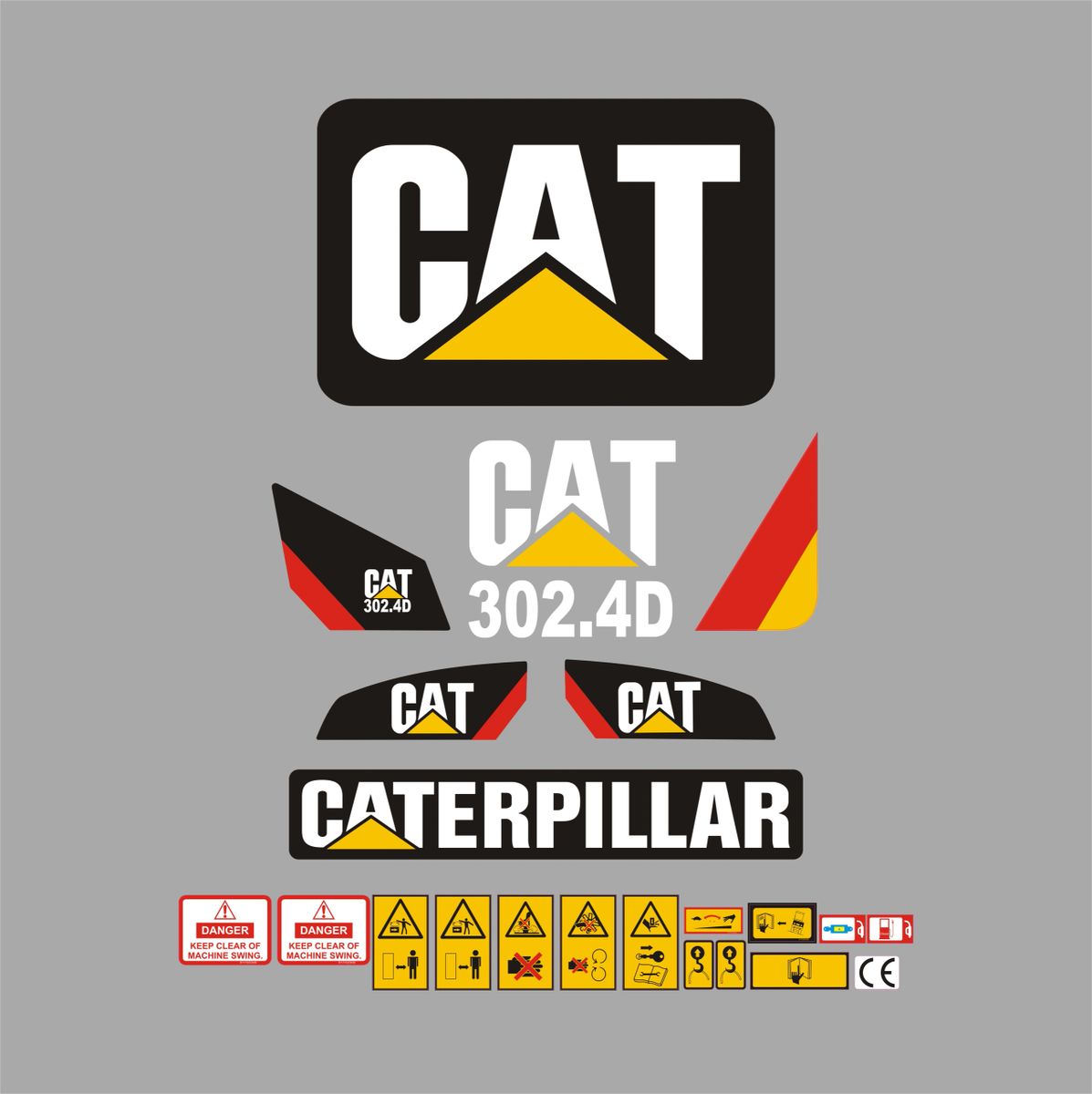 Caterpillar 302.4D Mini Digger replacement decals