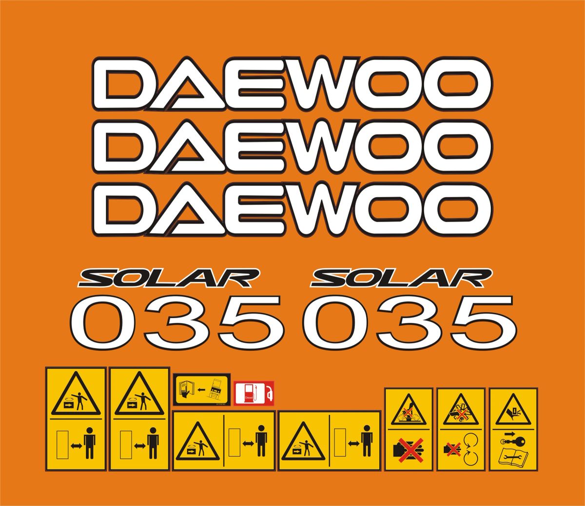 Daewoo 035 Solar Digger Decal Set 2002.