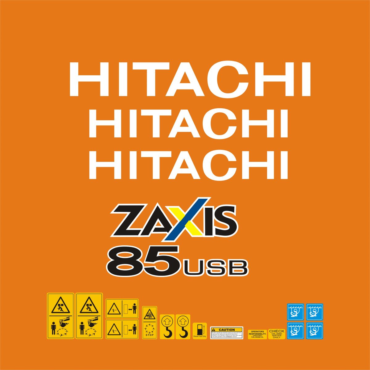 Hitachi Zaxis 85 USB-5 2017 Mini Digger Decal Set