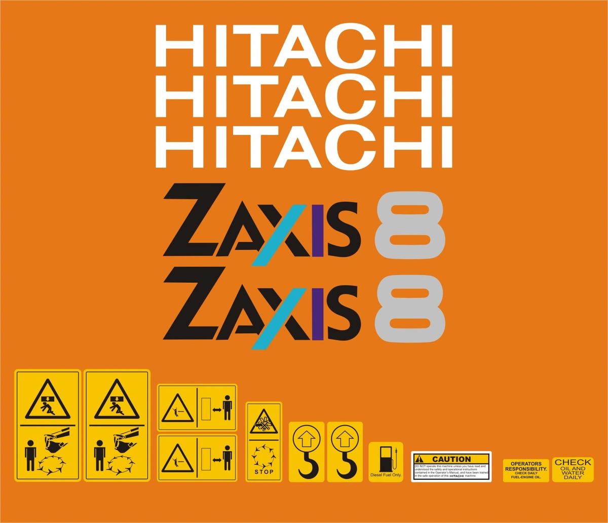 Hitachi Zaxis 8 Mini Digger Decal Set.