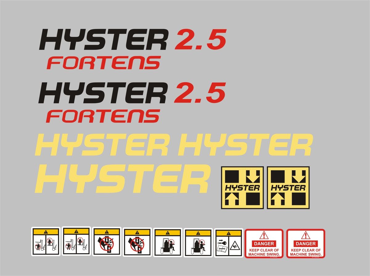 Hyster 2.5 Fortens Fork Lift Decal Set