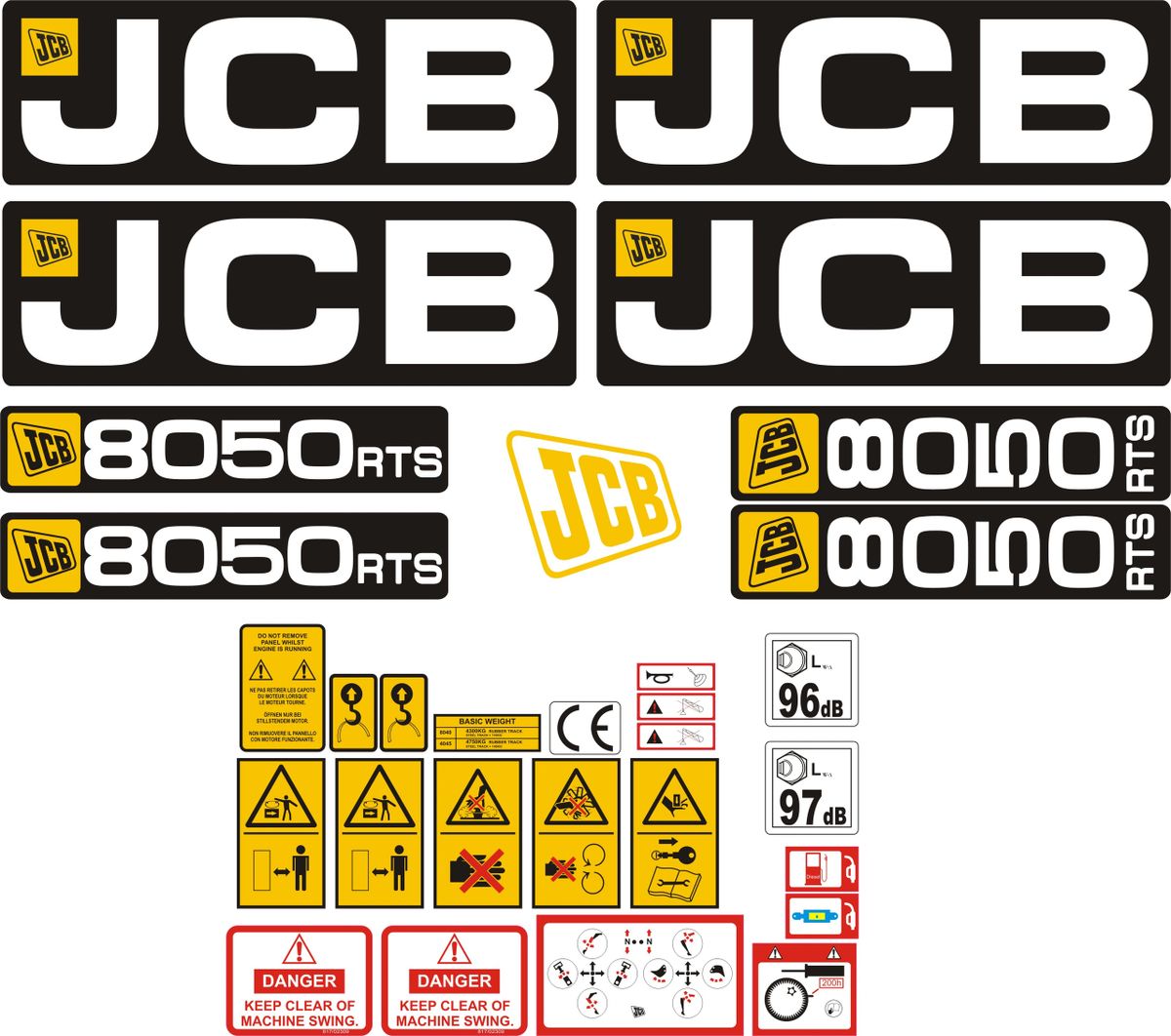 JCB 8050 RTS Decal Set.