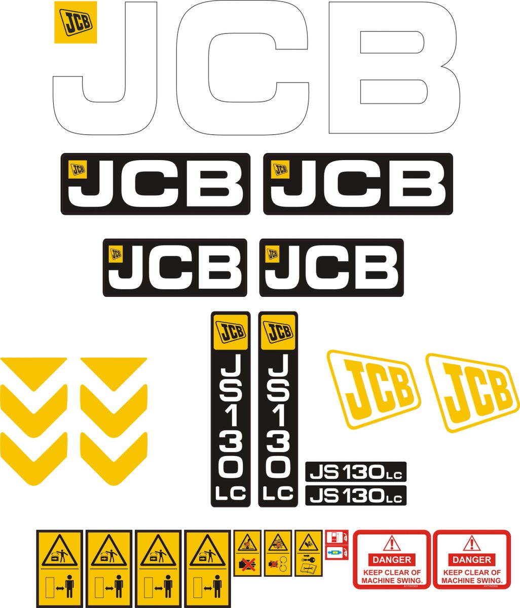 JCB JS130 LC Digger Decal Set