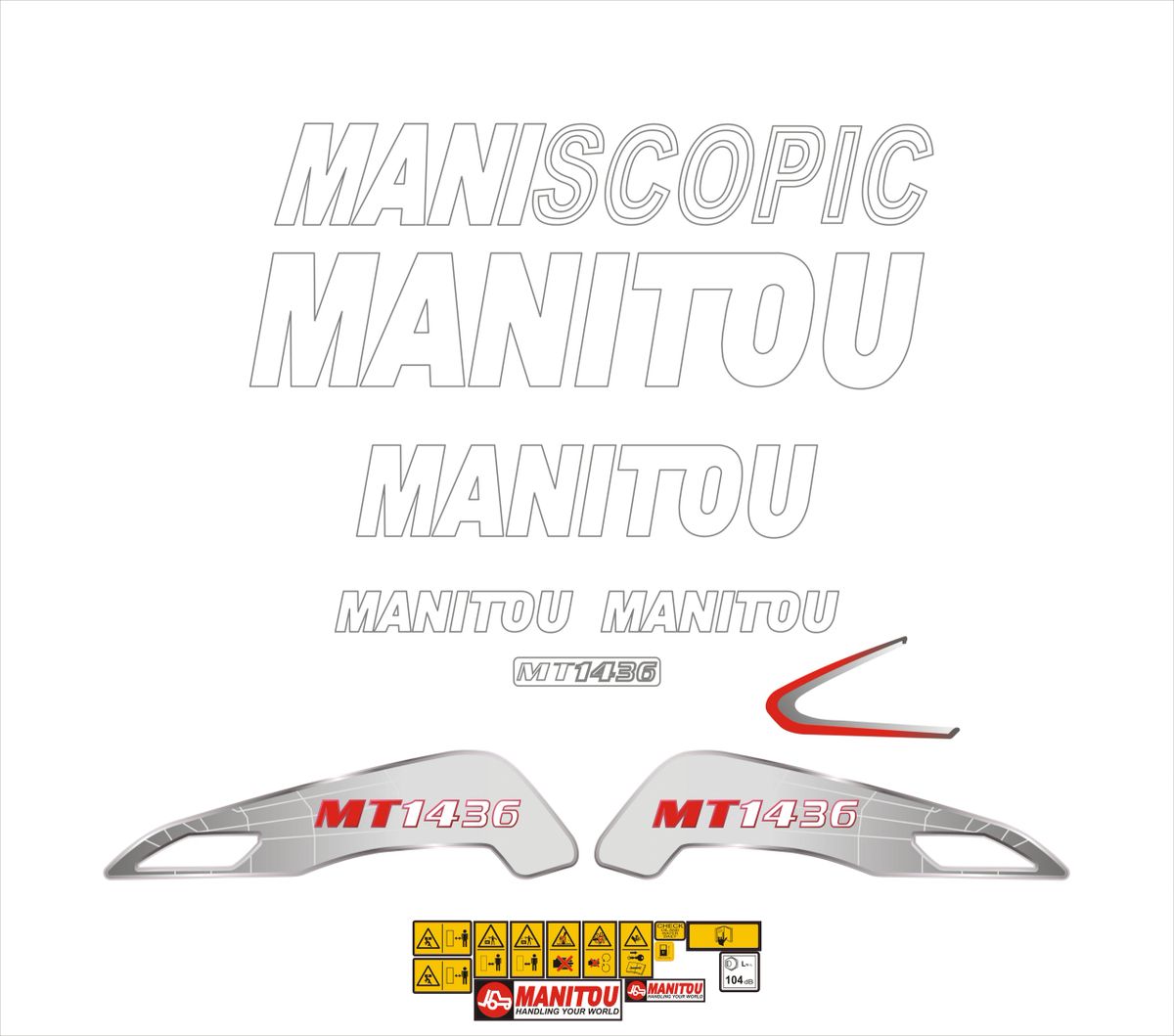 Manitou MT1436 Telehandler replacement decals