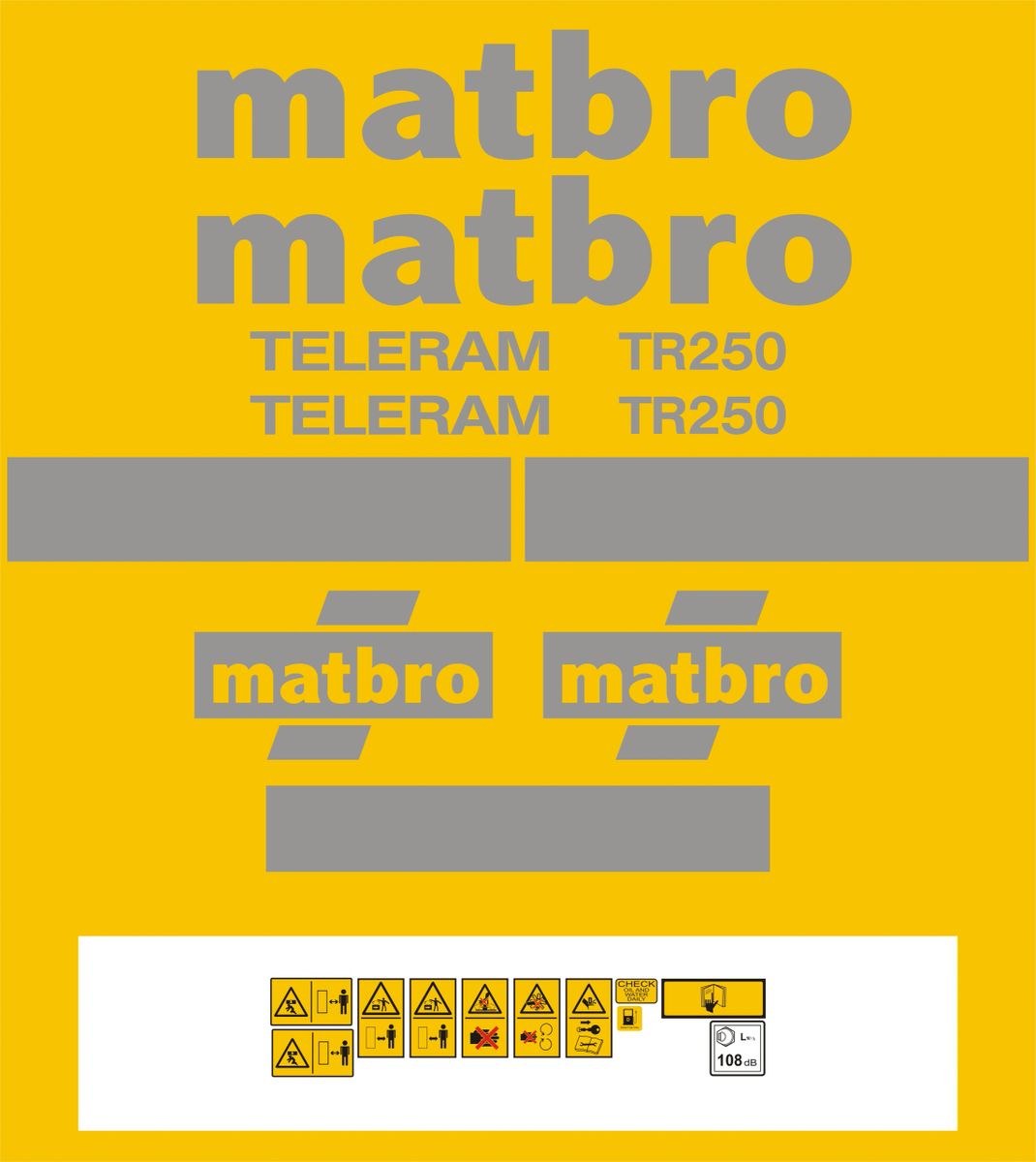 Matbro TR250 Loader Replacement decals.