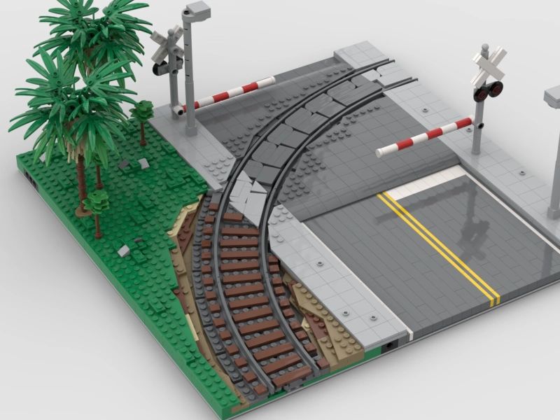 Curved Train Track Mils Road Railroad Crossing Brick Built Instructions