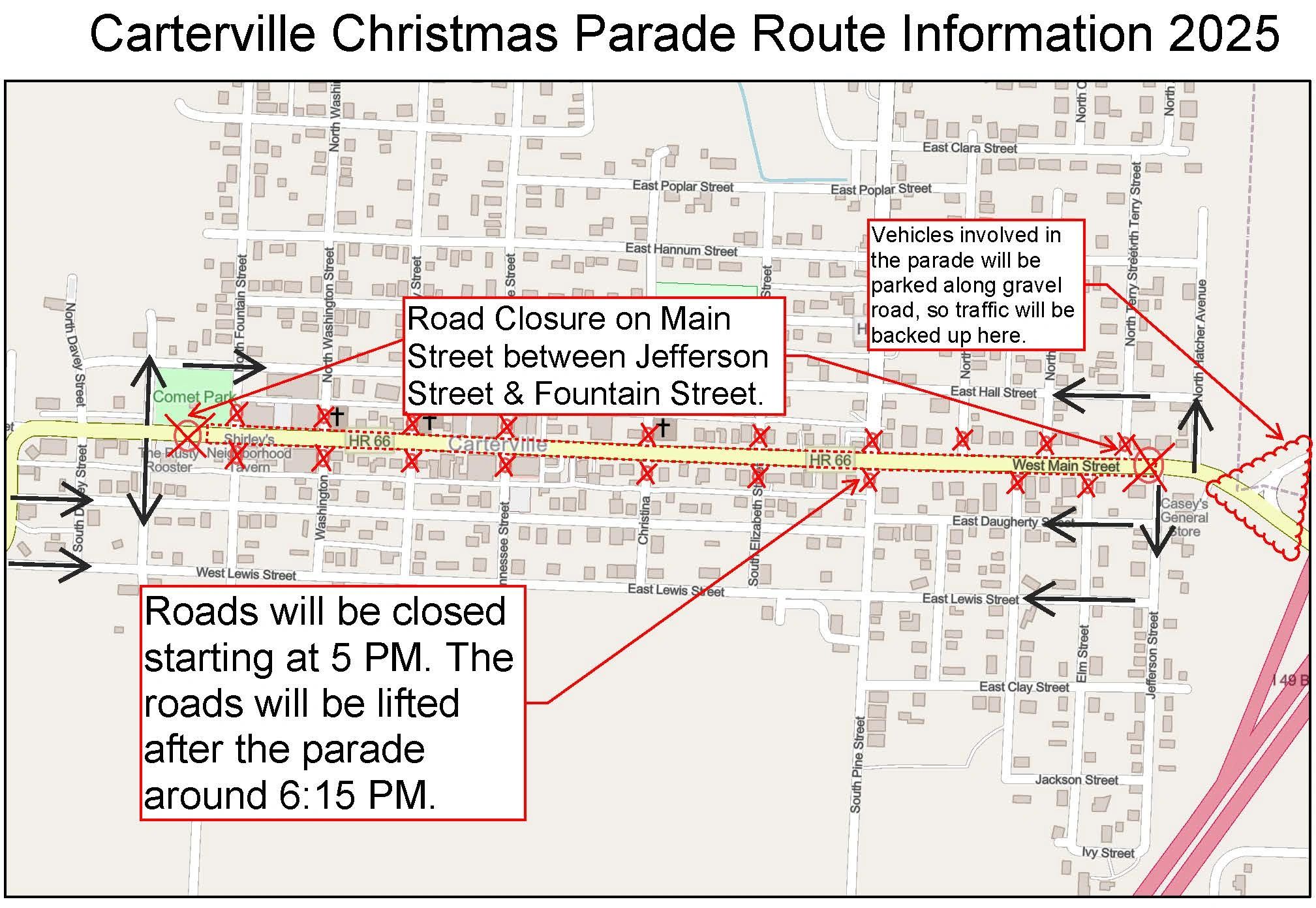 Carterville Christmas Parade – Street Closure Notice – Dec. 6th