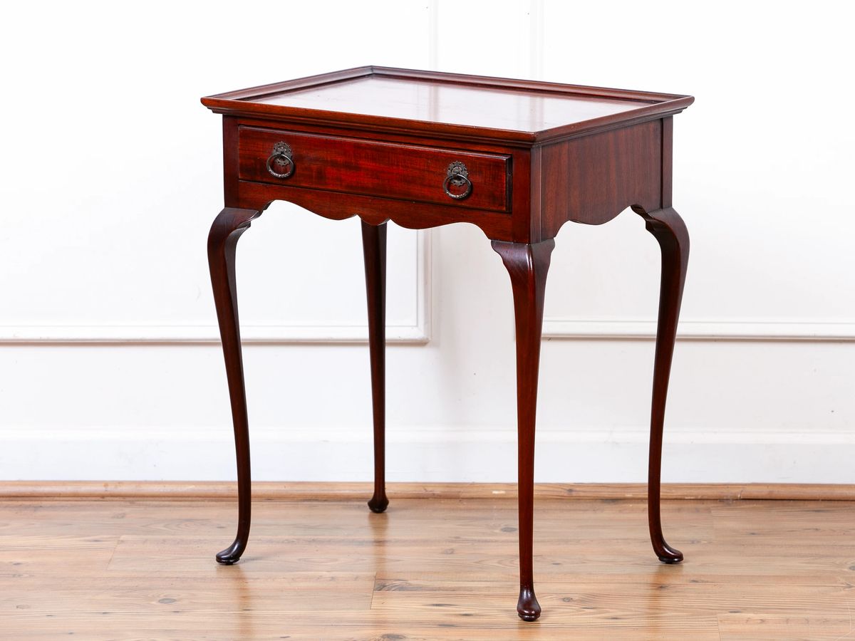 Mahogany Queen Anne Side Table, Handmade for Abraham & Straus, New York